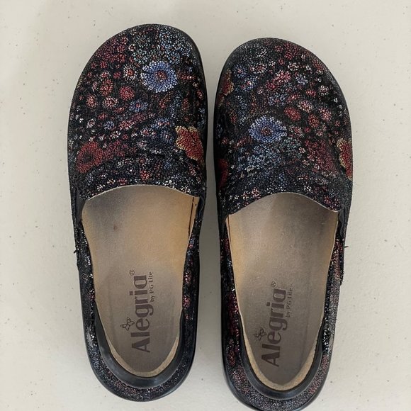 Alegria | Shoes | Alegria Womens 36 665 Clogs Black Multicolor Floral ...
